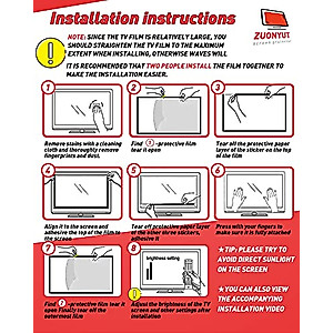 ZUONYUT Anti Glare Film for TV 65 Inch, 65 inch Anti Glare TV Screen Protector, 65 Inch Anti Blue Light Filter,LCD TV Glare Shield, Reduce Reflection and Glare, Matte Surface Anti Scratch and UV