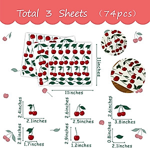 Cherry Wall Decal Fruit Wall Decals Peel and Stick Kitchen Wall Decals Cherries Green Leaf Wall Stickers Cherry Fruit Wall Stickers for Living Room Bedroom Nursery Decor