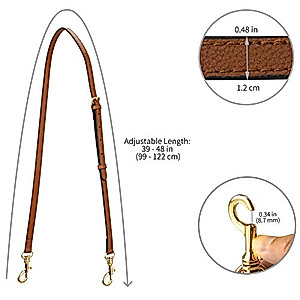 Allzedream Genuine Leather Purse Strap Adjustable Crossbody Handbag Replacement Straps 0.48 Inch Width (Brown)