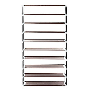HOFOME Free Standing Shoe Rack Storage Organizer, 45 Pairs Portable Nonwoven Fabric Cover, Dustproof Shoe Rack Storage Shelf Cabinet for Closet (Mocha)