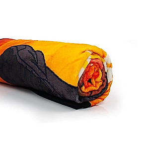 JUST FUNKY Naruto with Kanji Symbols Large Anime Fleece Throw Blanket | Official Naruto Throw Blanket | Collectible Anime Throw Blanket | Measures 60 x 45 Inches