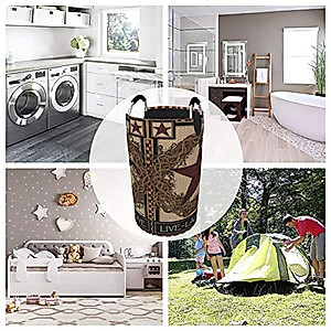 Kiuloam Country Primitive Barn Star Wreath Live Laugh Love 82L X-Large Storage Basket Collapsible Organizer Bin Round Laundry Hamper for Nursery Clothes Toys