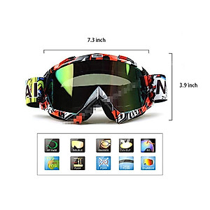 Runspeed Motorcycle Goggles, Ski Snowboard with UV Protection Anti-Fog Dual-Lens Helmet Compatible for Men Women Wnter Sports Snow Skiing Snowboarding Tactical Shooting (Pink, Clear)