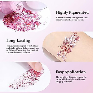 TEOYALL Long Lasting Body Glitter Holographic Sparkling Cosmetic Grade Chunky Glitter for Face Hair (White)