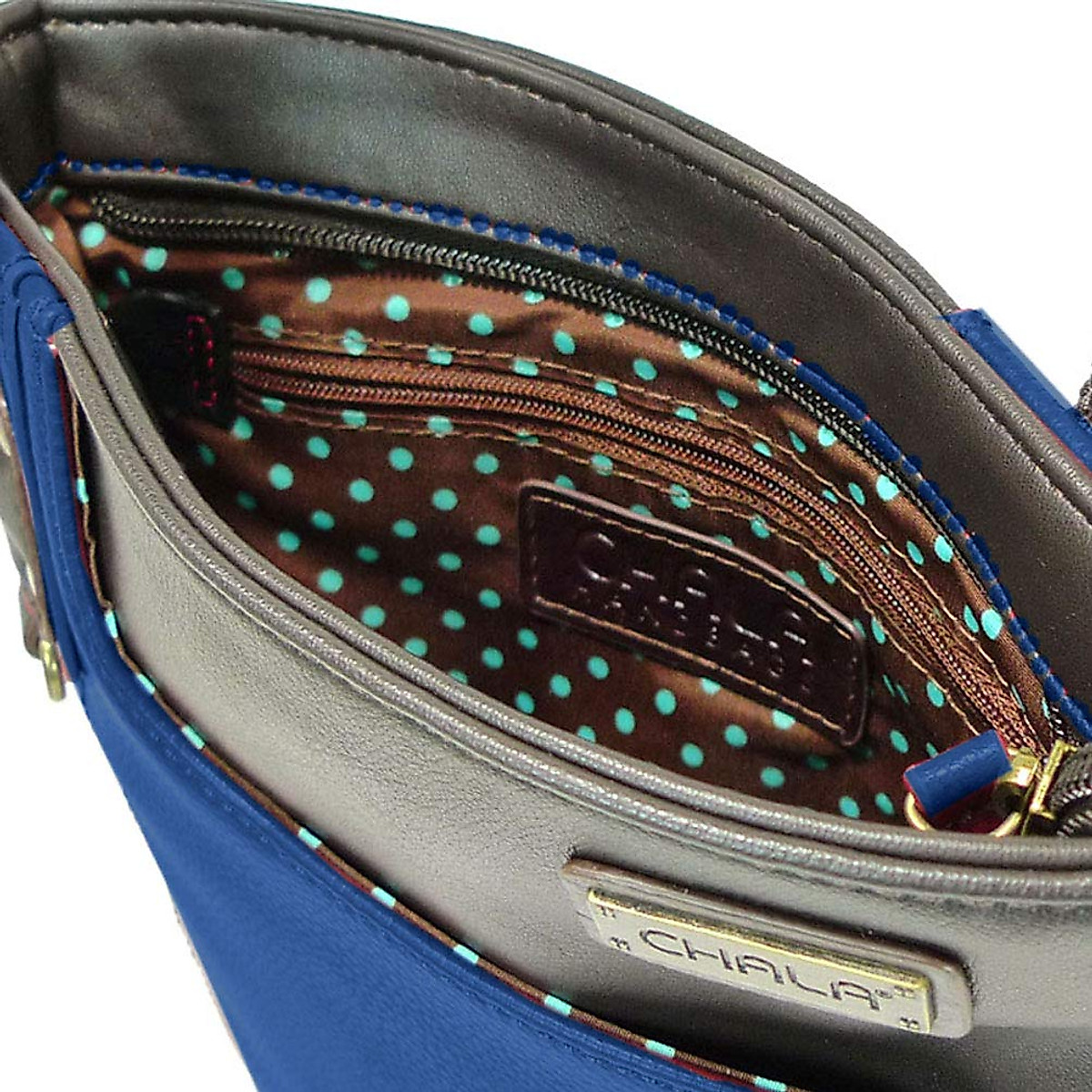 Chala Small Crossbody Phone Purse | SOFT Vegan Leather SWING Bag in Navy Blue Color (Dragonfly with Teal Flower)