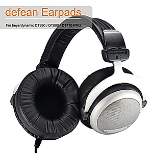 DT990 Ear Pads - defean Replacement EarPad Ear Cushion Cover Earpads Compatible with beyerdynamic DT990 / DT880 / DT770 PRO Headset,Softer Leather,High-Density Noise Cancelling Foam, Added Thickness