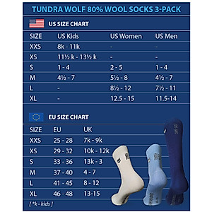 TEAM MAGNUS Tundra wolf 80% wool ski socks 3-pack - thin & warm thermal socks…