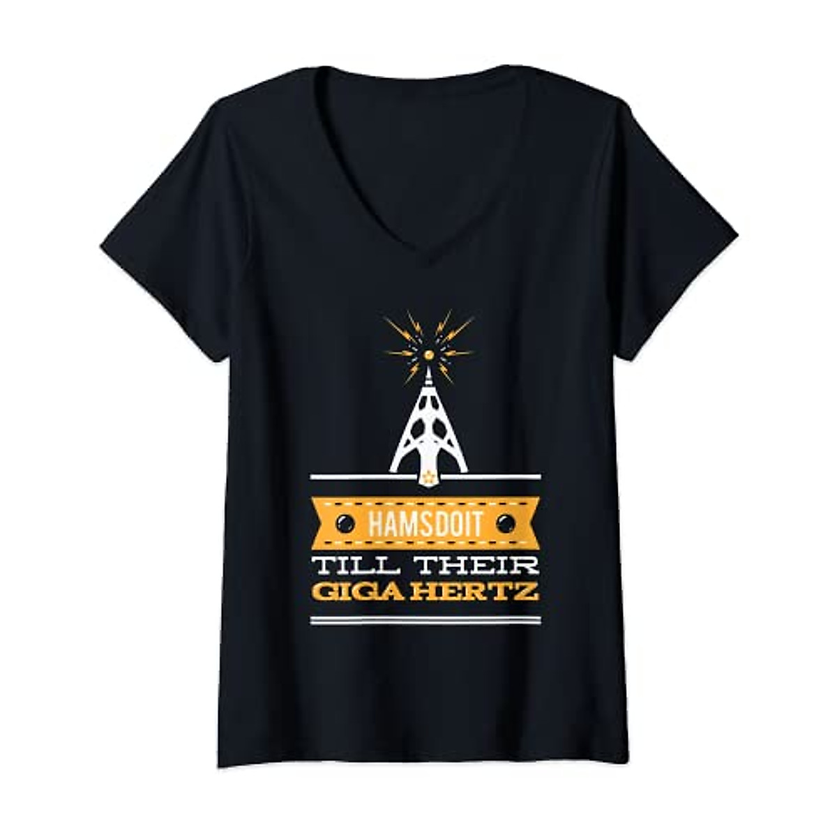 Womens Pride Ham Radio Operator Hams Do It Till There Gigahertz V-Neck T-Shirt