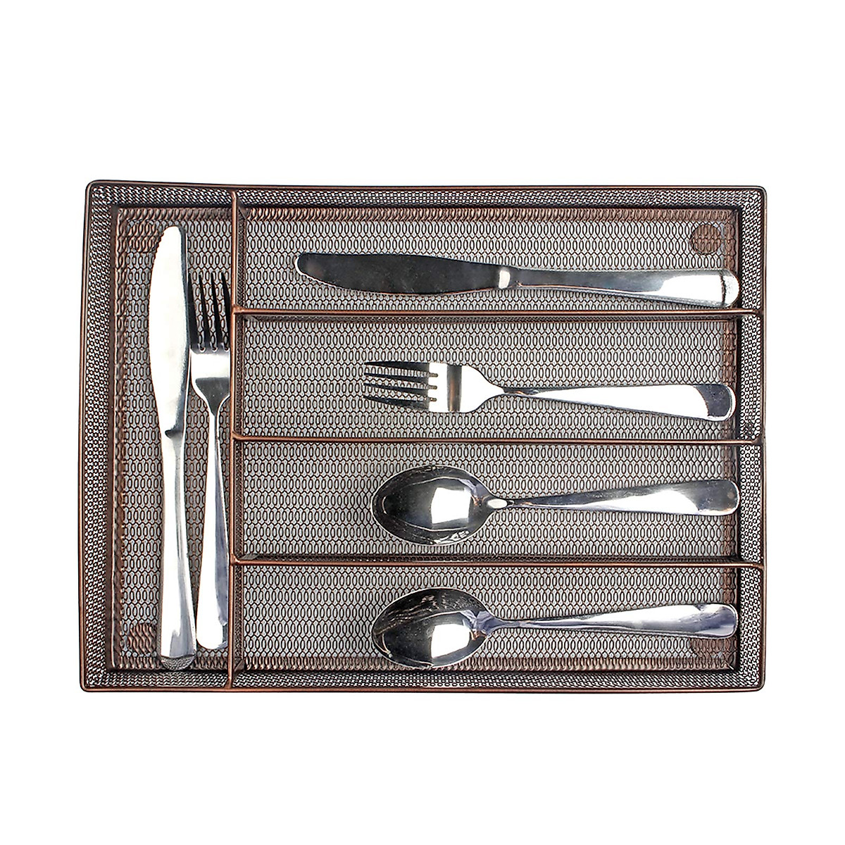 GBmall Kitchen Cutlery Trays, 5 Compartments Steel Mesh storage | The Mesh Collection (Coffee)
