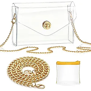 2 Pieces Clear Purse for Women Crossbody Clutch Bag Stadium See Through Cute Shoulder Handbag Sport Concert Party Present (Cute Style)