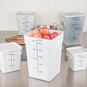 Restaurantware - Met Lux 22 Quart Food Storage Container, 1 White Storage Container - Lids Sold Separately, Blue Volume Markers, Dishwashable Container, Side Handles, For Storing Foods