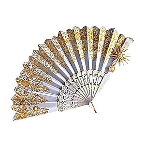 Hand Held Folding Fans with A Fabric Sleeve Protec Vintage Fold Fan for Wedding Party Lace Fan Silk Fan Craft Dance Fan Folding Fan Vintage Style