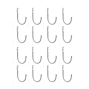 KUMGROT 16pcs Decorative Wall Mounted J Hooks Vintage Classic Iron Hook for Hnaging Towel Coats Bags Cloths Hat White 3.1×2×1.6in