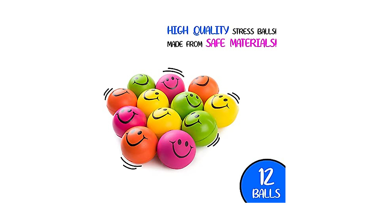 Be Happy! Neon Smile Stress Balls - Fun Relief Toys