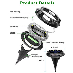 Biling Solar Pathway Lights Outdoor Uplight Sidelight, 12 Packs Blue Bright Solar Ground Lights Walkway Lights Waterproof Solar Deck Lights for Yard Walkway Garden Halloween Decorations