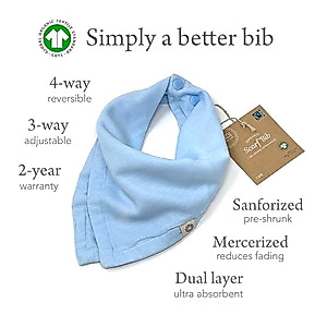 Indi Bandana Bibs for Boys & Girls, GOTS Certified Organic Bibs, 4-Way Reversible Baby Drool Bibs, 100% Organic Cotton Muslin Bibs 5-Pk