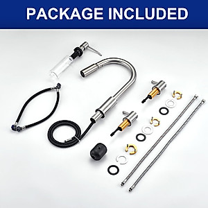 Tohlar Kitchen Faucets, Brushed Nickel Kitchen Faucet Pull Down Sprayer Stainless Steel Sink Faucets with Soap Dispenser Commercial Modern Rv Faucets, Llaves para fregaderos de cocina