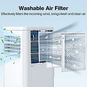 Rintuf Portable Air Conditioner, 8000 BTU AC Unit with Dehumidifier & Fan Modes, Up to 350 Sq.Ft, Remote Control, 24H On/Off Timer, Quiet Air Conditioner for Room, Window Mount Kit