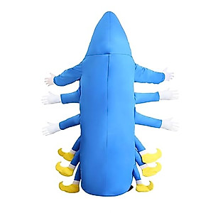 Fun Costumes Caterpillar Costume for Adults, Bug Costume, Blue Jumpsuit, Insect Outfit Dress-Up for Halloween Small