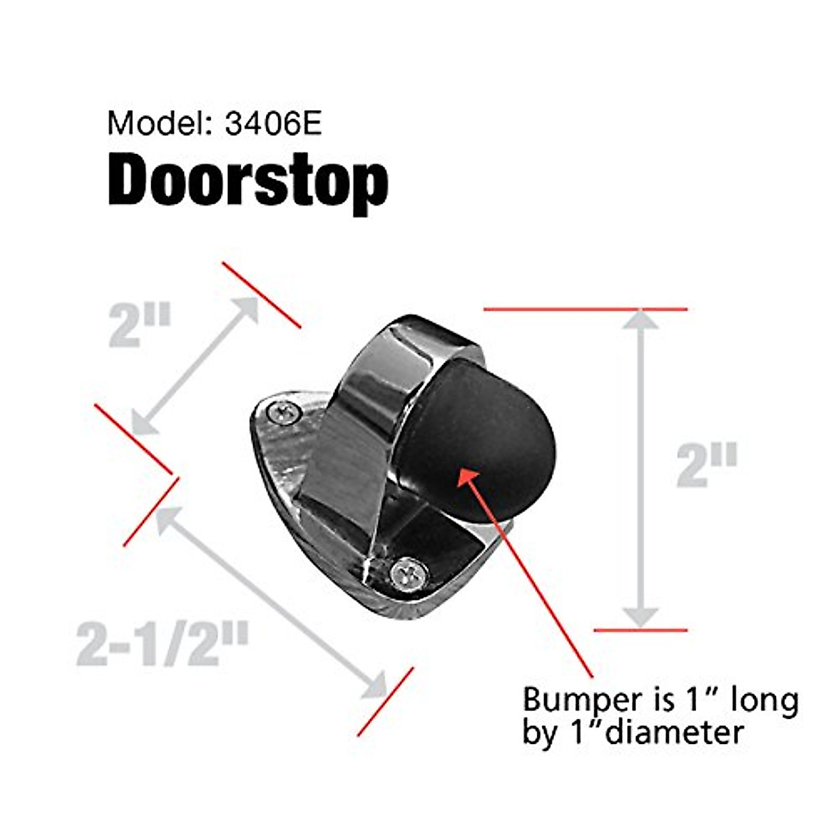 Shepherd Hardware 3406E Heavy Duty Floor Mount Door Stop, 2-Pack, 2 Inch, Satin Nickel