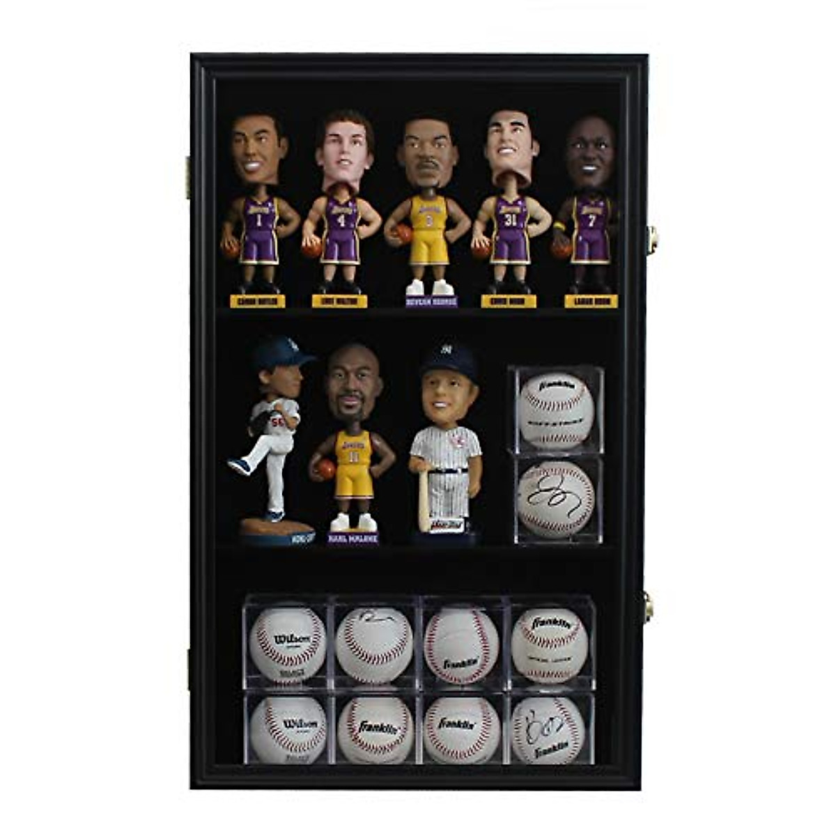 DisplayGifts Display Case Cabinet to Hold Bobble Head Bobblehead Wobbler Figurine Baseball Cubes, (Black)