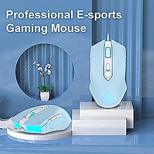 FELICON RGB Lightweight Gaming Mouse, Programmable 7 Buttons, Ergonomic LED Backlit USB Gamer Mice Computer Laptop PC,Compatible with Windows Mac OS Linux(Blue)