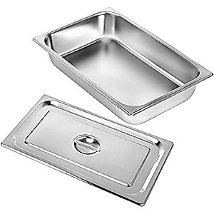 Jerlonfury 6 Pack 1/2 Size Stainless Steel Steam Table Pan with Lid, 4" Deep, 0.7mm Thickness Hotel Pan, Stainless Steel Food Pan, Steam Pan for Restaurant, Kitchen, Commercial Supplies