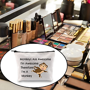BLUPARK Funny Monkey Gift for Monkey Lover Monkeys Are Awesome I'm Awesome Therefore I'm A Monkey Makeup Bag Animal Lover Gift (I'm A Monkey)