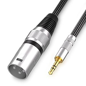 tisino 3.5mm to XLR Cable Unbalanced Mini Jack 1/8 inch to XLR Male Adapter Microphone Cord- 1.6ft/50cm