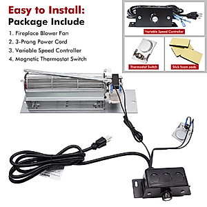 Hiorucet FK24 Fireplace Blower Fan Kit for Majestic, Monessen, Temco, Vermont Castings, Northern Flame, CFM, Rotom HBRB65 R7-RB65. FK24 Fireplace Blower Parts with Ball Bearing, Quiet, High Air Flow.