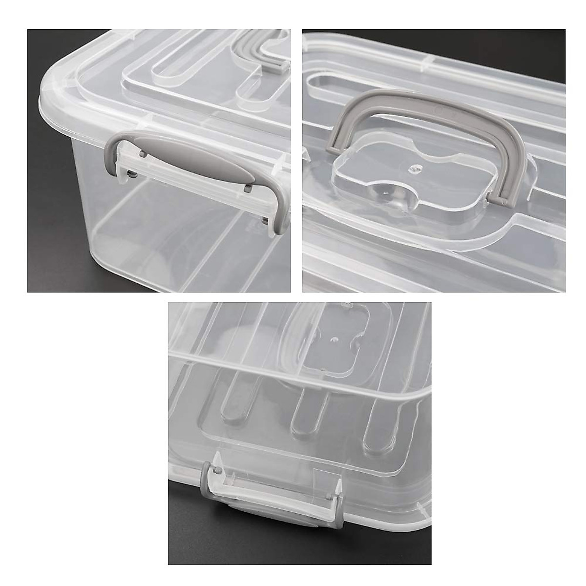 Minekkyes 2 Packs Plastic Storage Box, Clear Latching Storage Bin with Lids/Handles, 8 L