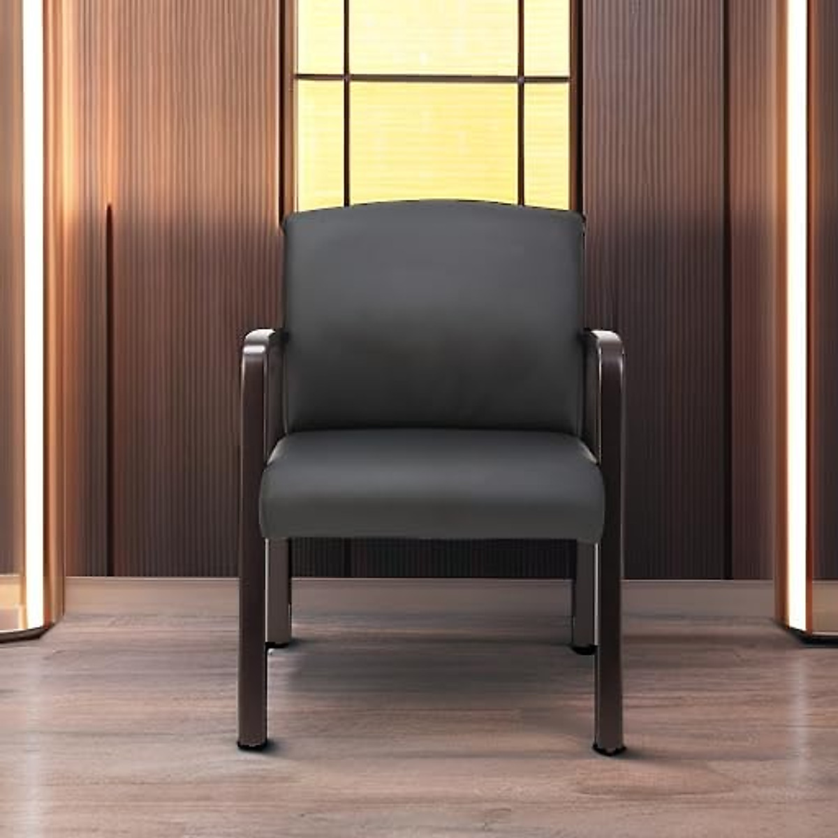 Alera ALERL4319E 24.21 in. x 26.14 in. x 32.67 in. WL Series Reception Lounge Guest Chair - Black/Espresso