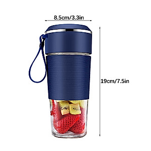 Firlar Portable Blender, 300ml USB Cordless Fast Juicer Personal Size Blender Small Juicer with 6 Blades Dual Power Model and Built-in Battery Juice Blender Suitable for Home, Outdoor, Travel