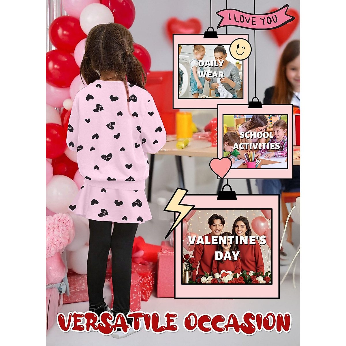 BOMDEALS Adorable Cute Toddler Baby Girls Clothes Set,Long Sleeve T-Shirt +Pants Outfit(Age(5T), Pink)