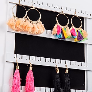 Mind Reader Jewelry Organizer, Full Length Mirror, Jewelry Armoire, Storage, Wall Mount, Wood, 12.5" L x 3.5" W x 43.5" H, White