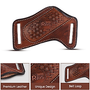 Leather Knife Sheath for Belt Pocket Folding Knife Holder Compact Draw Knifes Carrier EDC Tools Holster (Small)