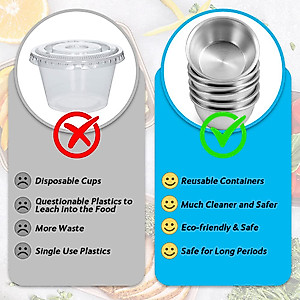 Hydream 8Pack Salad Dressing Containers To Go,1.6 oz Small Condiment Containers with Lids, Stainless Steel Condiment Cup Dipping Sauce Cups Container for Lunch Bento Box Leakproof Silicone Lids