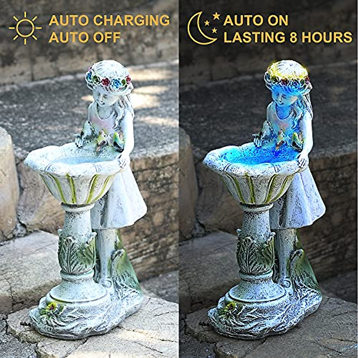 Voveexy Fairy Garden Statue, Solar Garden Angel Figurine Outdoor Decoration Waterproof Resin Garden Sculpture for Patio Yard Lawn Porch Art Decoration Ornament Housewarming Christmas Birthday Gift