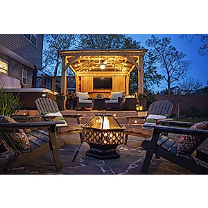 Endless Summer,WAD1377SP, Hex Shaped Outdoor Fire Bowl with Lattice, Oil Rubbed Bronze