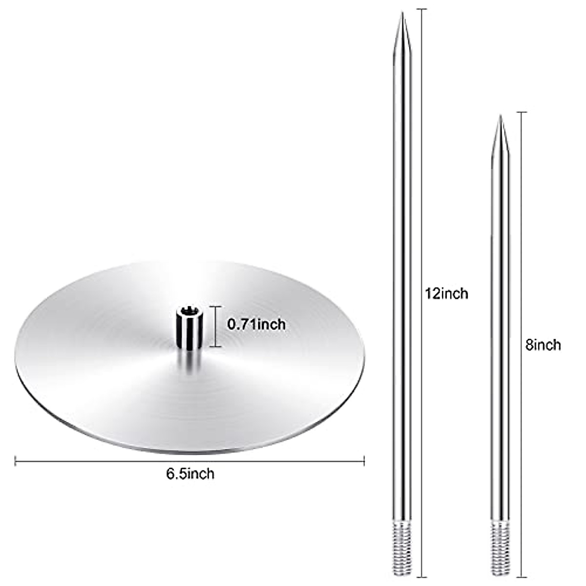 Al Pastor Skewer for Grill & Trompo Para Tacos Al Pastor, Vertical Skewer for Shawarma, Kebabs, Stainless Steel with 2 Size Skewers(8”and 12”) for Smoker, Kamado Grill, Oven