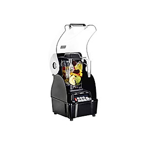 OmniBlend Omni-Q Commercial Blender with Full Sound Enclosure Shield, Quiet Heavy Duty 3-Speed, Self-Cleaning, Includes Multifunctional 2-in-1 Wet Dry Blades, 1.5 Liter Jar (Black)