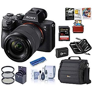 Sony Alpha a7III Full-Frame 4K UHD Mirrorless Digital Camera with 28-70mm Lens Bundle with Camera Bag + Extra Battery + Filter Kit + Mac Software Kit + 32GB SD Card + SD Card Case + Cleaning Kit