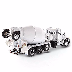 Diecast Masters Kenworth T880 SFFA Concrete Mixer Truck - Pearl White | Tandem with Lift Axle and McNeilus Bridgemaster Mixer | 1:50 Scale Model Semi Trucks | Diecast Model 71081