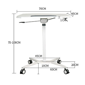 MObyat Lectern Podium Stand,Lectern Podium Stand,Mobile Lecture Podium Stand, Height and Angle Adjustable, Portable Presentation Concert Podium for Church and Classroom/White/Height 75/108cm