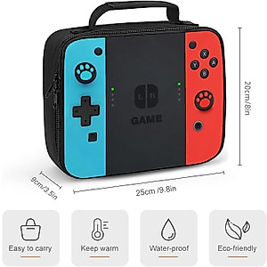 JIRAIKEI Insulated Lunch Box for Boys Girls, Game Lunch Bag for School Work Office Travel Picnic Hiking Beach, Waterproof Leakproof Portable Fits Most Lunch Bento Boxes
