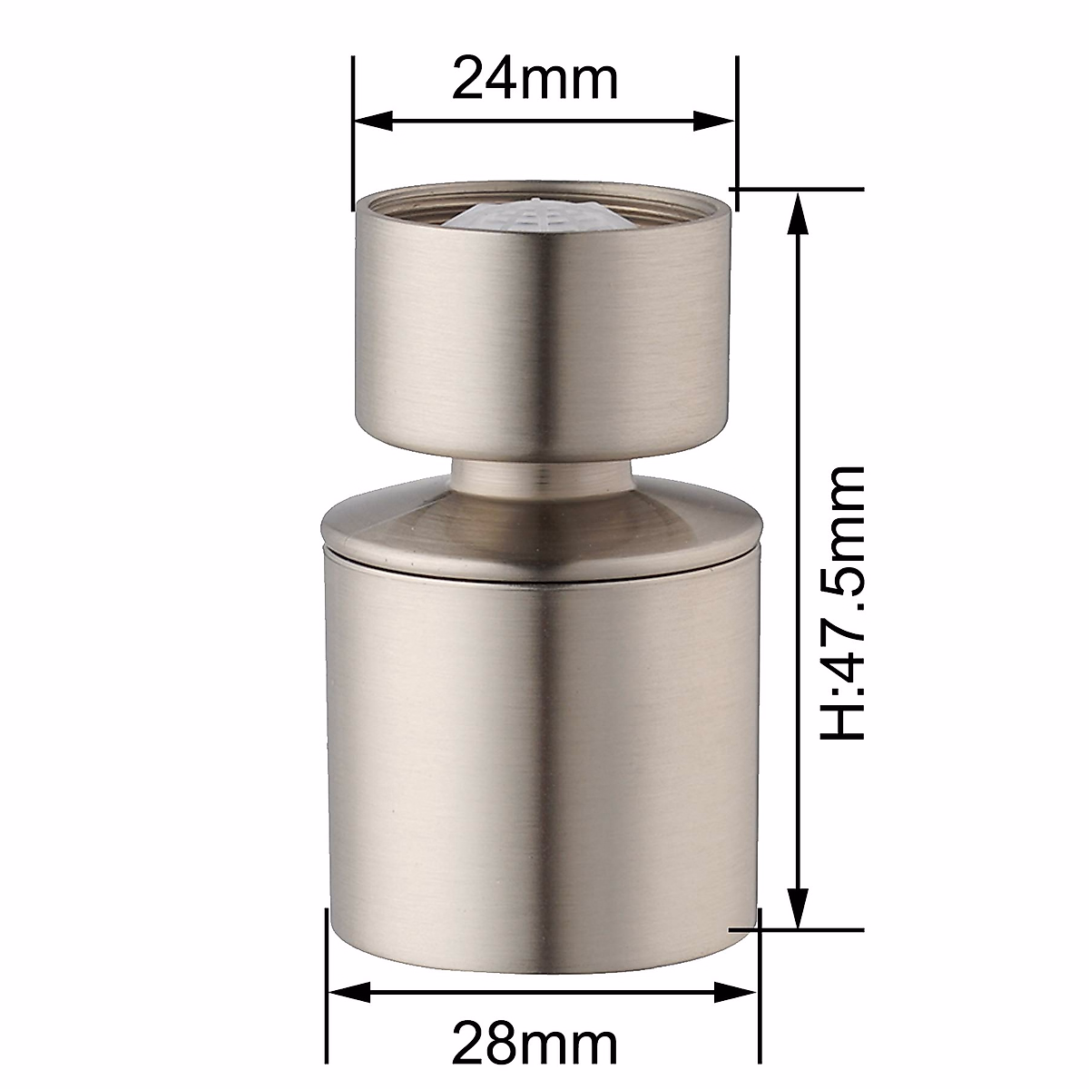 Dual-function 2-Flow Faucet Aerator, Water Saving Swivel Aerator with 2 Sprayer - Faucet Parts Replacement - 55/64 Inch-27UNS Female Thread - Brushed Nickel