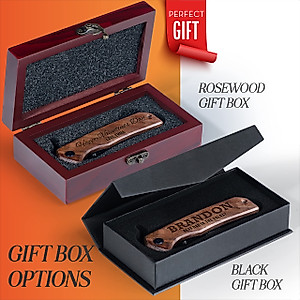 Personalized Pocket Knife for Men | 18 Optional Icons - 10 Font Options | Gifts for Men, Custom Pocket Knives - Walnut Handle