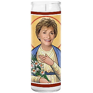 Judy Funny Saint Candle - 8 inch Glass Prayer Pop Culture Saint Candle - 100% Handmade in USA - Funny Celebrity Novelty TV Show Gift