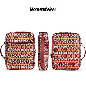 Montana West Bible Covers for Women Men with Leather Bookmark Carrying Book Case Church Bag Bible Protective with Zippered Pocket MWB-6007BR