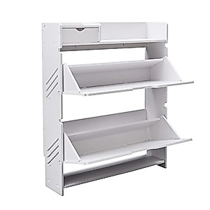 DYRABREST 2 Tier PVC Shoe Cabinet with Tipping Drawers,Multifunctional Modern Shoe Cabinet,Freestanding Shoe Rack Storage Organizer for Entrance,Hallway,Foyer,2 Kinds (Large)